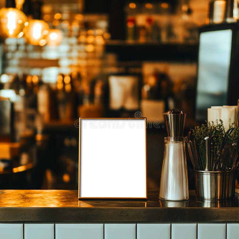 Blank Menu Sign Bar Restaurant Interior Mockup Stock Illustration ...