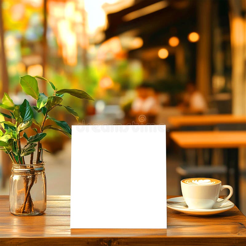 Blank Menu Sign Mockup Coffee Shop Table Setting Stock Illustration ...