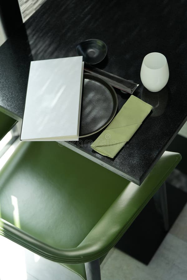 Blank Menu on a Table Set in a Restaurant, Close-up Stock Image - Image ...