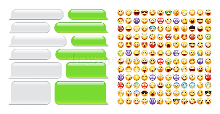 Blank Message Bubbles with Emoji. Green Chat or Messenger Speech Bubble ...