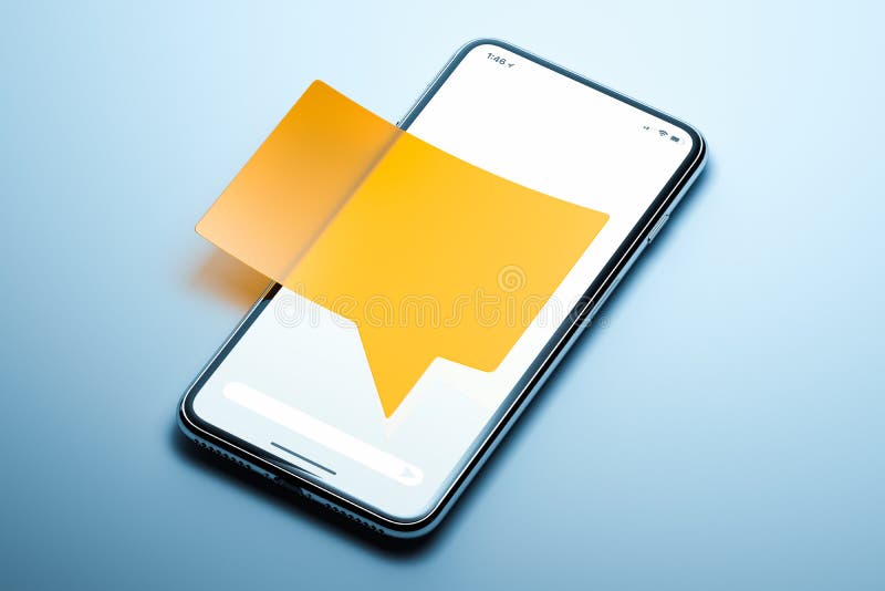 Message Notification. Speech Bubble on Mobile Phone. Social Media. 3d ...