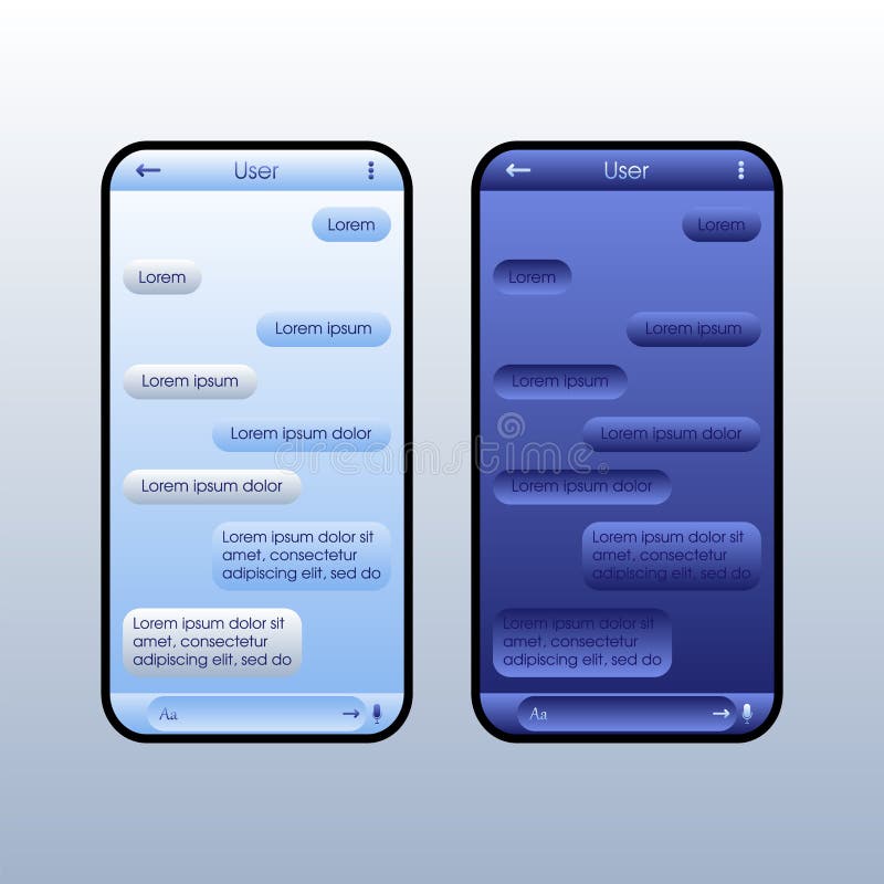 Blank Messenger in Blue Tones, Light and Dark Interface. Stock Vector ...