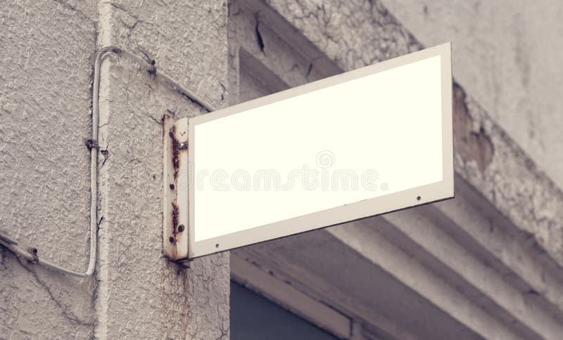 Blank Metal Shop Sign Board Stock Image - Image of building, texture ...