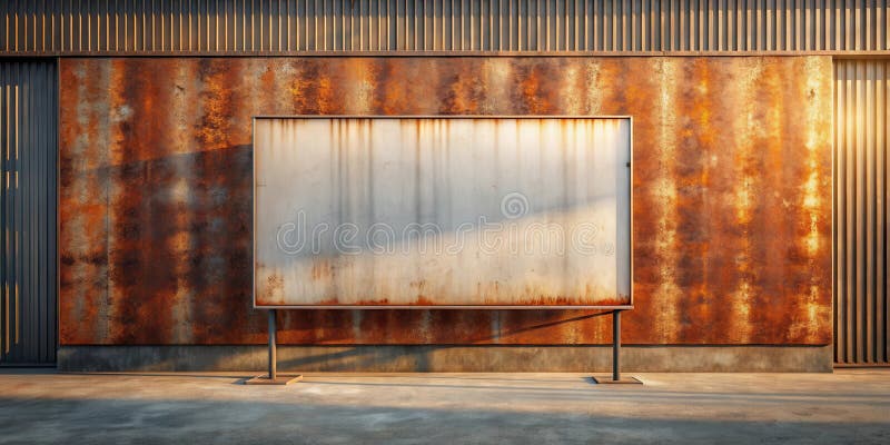 Blank Metal Sign Against a Rusted Wall Backdrop. Generative AI Stock ...