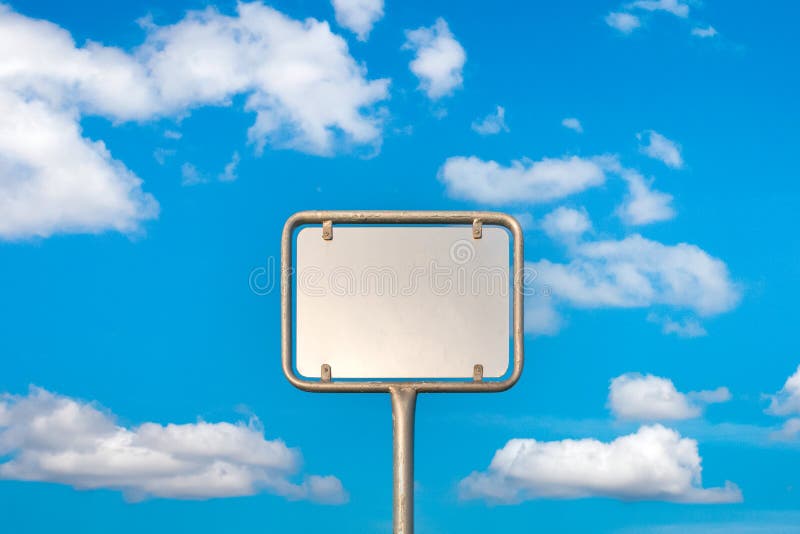 Blank Metal Sign Post Against Blue Sky Stock Photo - Image of ...