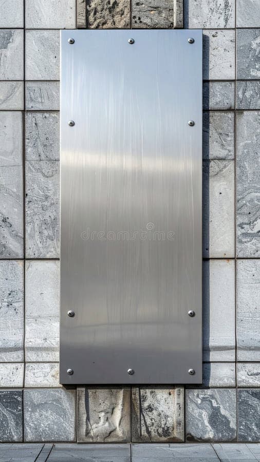 Blank Metal Sign on Stone Wall Stock Illustration - Illustration of ...