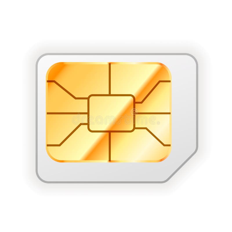 Blank Micro Sim Card for Phone with Golden Glossy Chip on White Stock ...