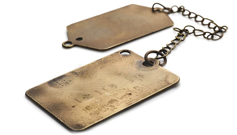 Blank Military ID Tags Isolated on White Stock Image - Image of white ...