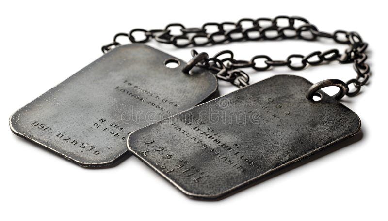 Blank Military ID Tags Isolated on White Stock Image - Image of hero ...