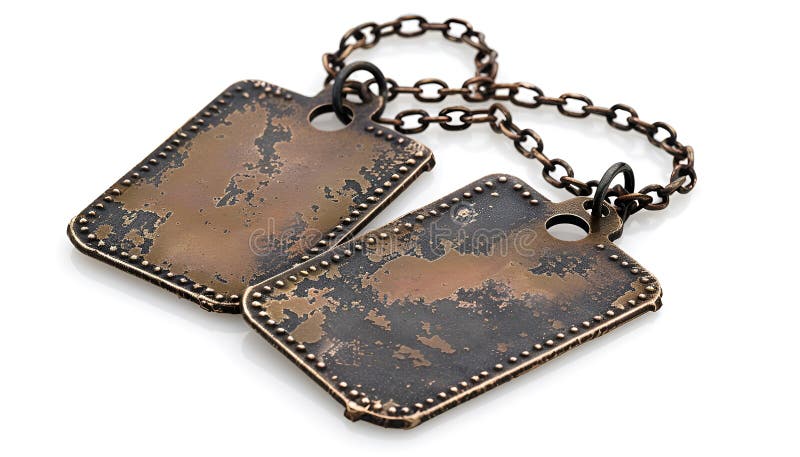 Blank Military ID Tags Isolated on White Stock Image - Image of ...