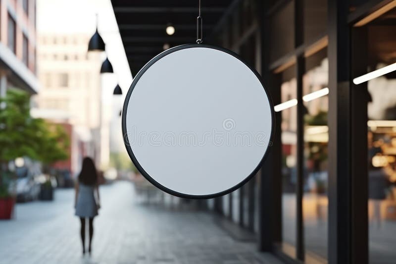 Blank Minimal Circular Shop Signboard Mockup for Design Generative AI ...