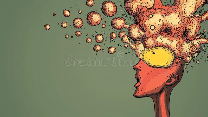 Blank Mixing Rough, Explosive Creativity Concept with Colorful Head and ...