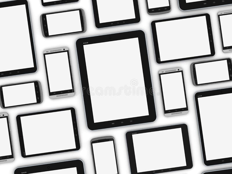 Blank mobile devices stock illustration. Illustration of network - 43947834