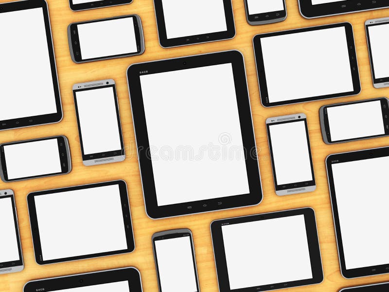 Mobile Devices with Touchscreen Interface Stock Illustration ...