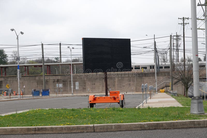 Blank Mobile Digital Electronic Information Sign in the Empty Parking ...