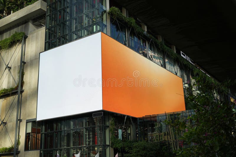 Blank Mock Up Screen Background Advertising on Building Wall for ...