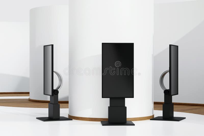 Blank Mock Up Vertical Billboard or LCD Screen Floor Stand Inside ...