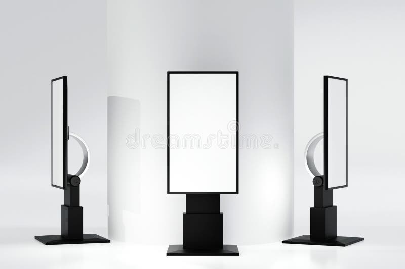 Blank Mock Up Vertical Billboard or LCD Screen Floor Stand Inside ...