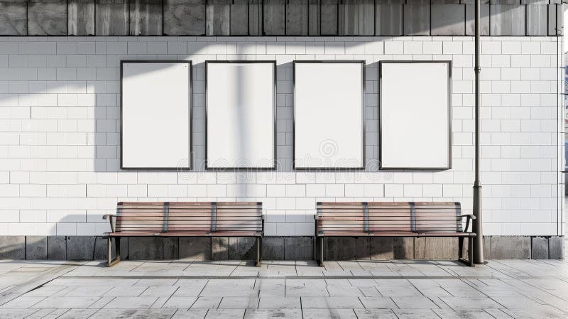Blank Mockup of an Advertit in a Poster Frame Situated Above Train ...