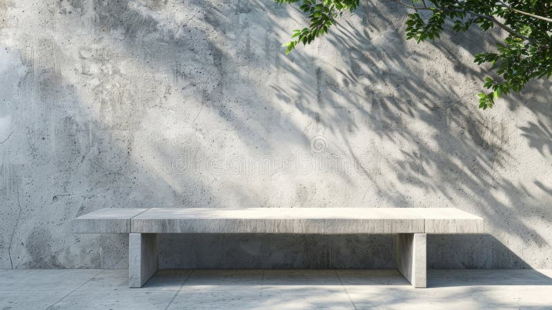 Blank Mockup of a Minimalist Concrete Park Bench with a Long Linear ...