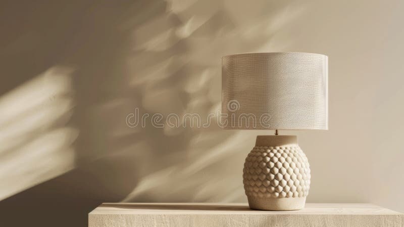 Blank Mockup of a Modern Table Lamp with a Ceramic Base and Geometric ...