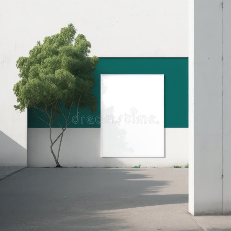 Blank Mockup of Poster Billboard on Green Trees and Silver Lake, AI ...