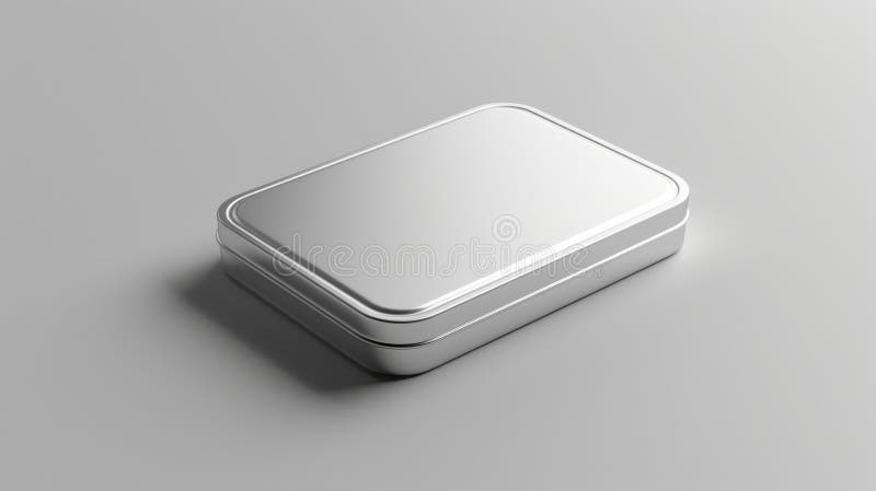 Blank Mockup of a Rectangular Metal Tin Perfect for Packaging Snacks or ...