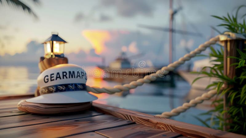 Blank Mockup of a Retro Harbor Master Sign with a Sailor Hat Graphic ...