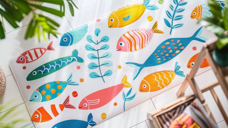 Blank Mockup of a Rubber Nonslip Bathroom Mat with a Fun and Playful ...