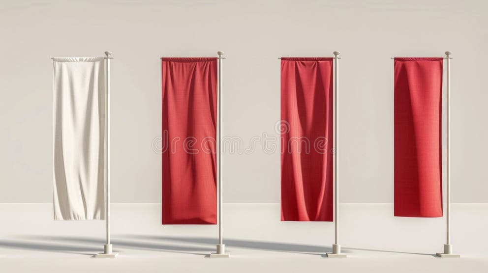 Blank Mockup of a Set of Flag Banners in Various Sizes Giving You ...