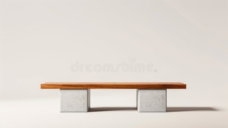 Blank Mockup of a Simple Backless Park Bench with a Concrete Base and ...