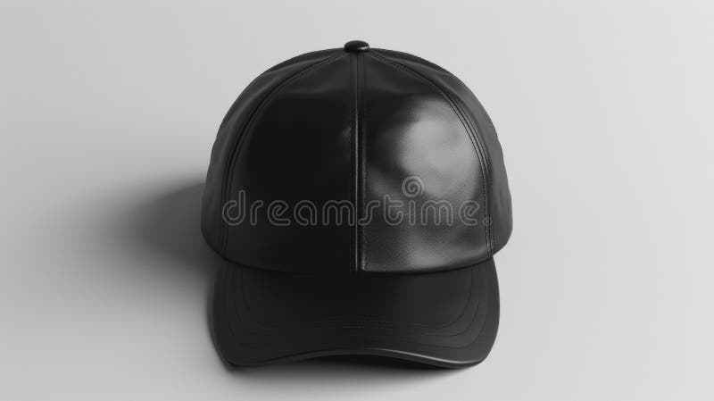 Blank Mockup of a Sleek Black Leather Baseball Cap with a Structured ...