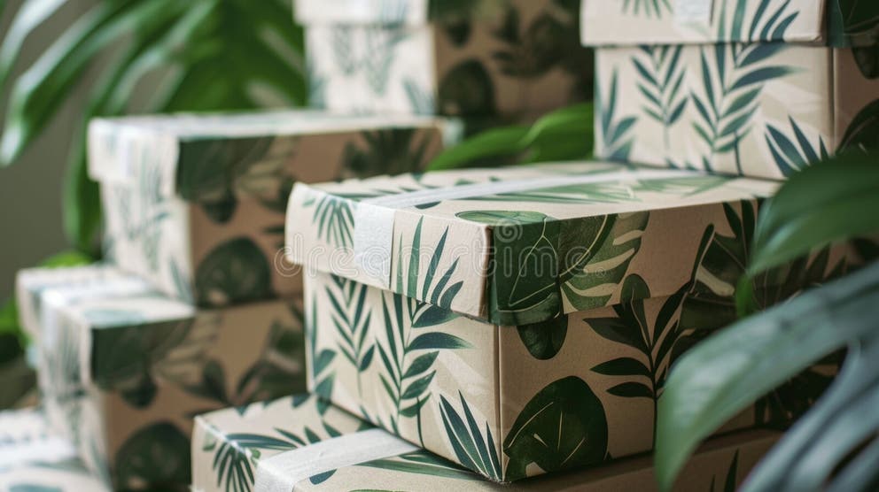 Blank Mockup of a Stack of Ecofriendly Shipping Boxes with a Subtle ...
