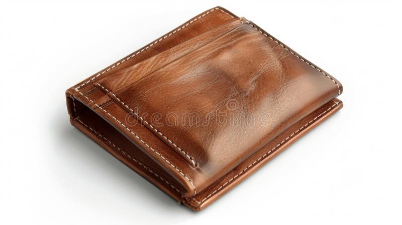 Blank Mockup of a Traditional Trifold Leather Wallet with a Classic ...