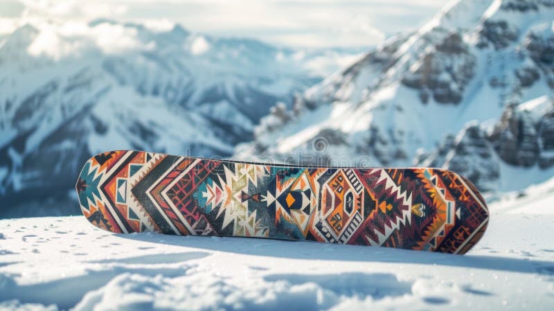 Blank Mockup of a Tribal Print Snowboard with Intricate Patterns and ...