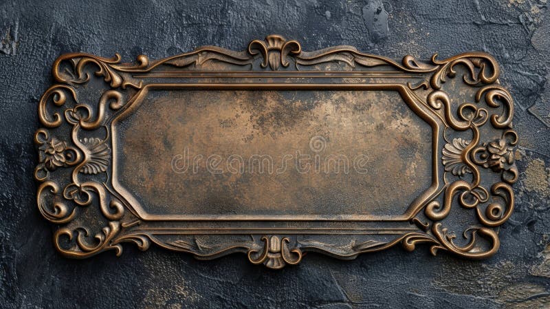 Blank Mockup of a Vintage Bronze License Plate Frame with a Raised ...
