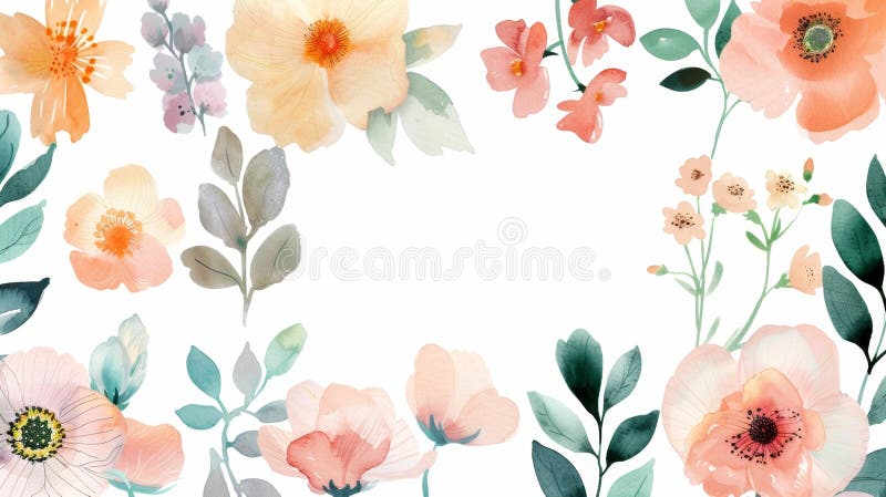 Blank Mockup of Watercolor Floral Stickers. Stock Image - Image of ...