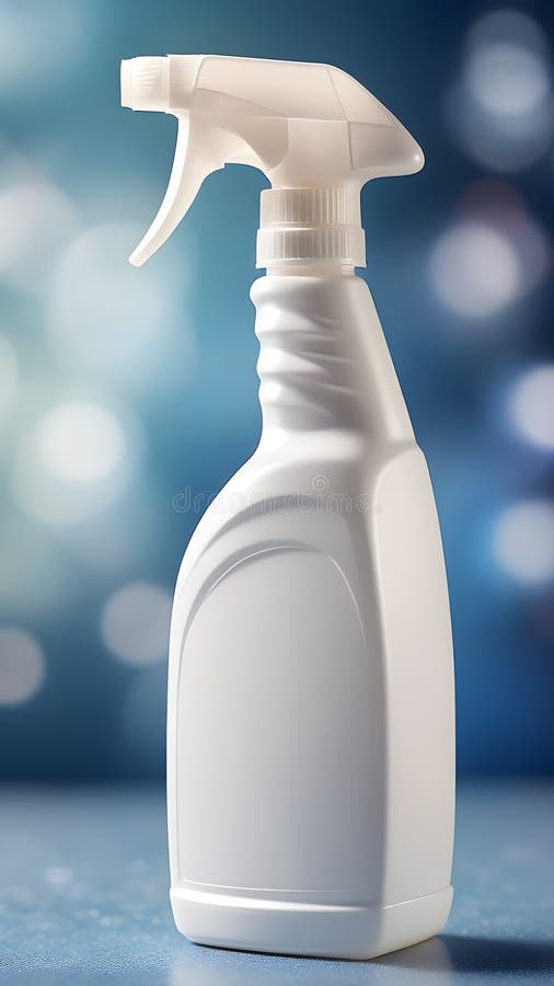 Blank Mockup of White Cleaning Sprayer Bottle with Bokeh Background and ...