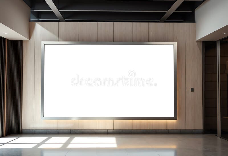 Blank Modern Billboard Sign Copy Space in Hall Room Stock Illustration ...