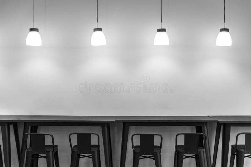 Blank Modern Counter with Hanging Drop Down Light Interior Decoration ...