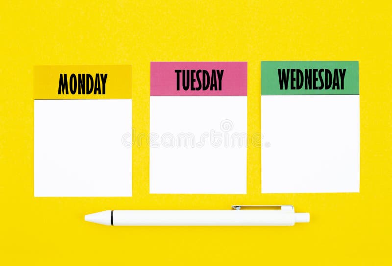 MONDAY TUESDAY WEDNESDAY. Speech Bubbles with Text on Pink Background ...