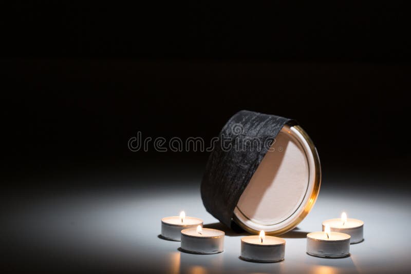 Blank Mourning Frame with Candle Stock Photo - Image of obituarist ...