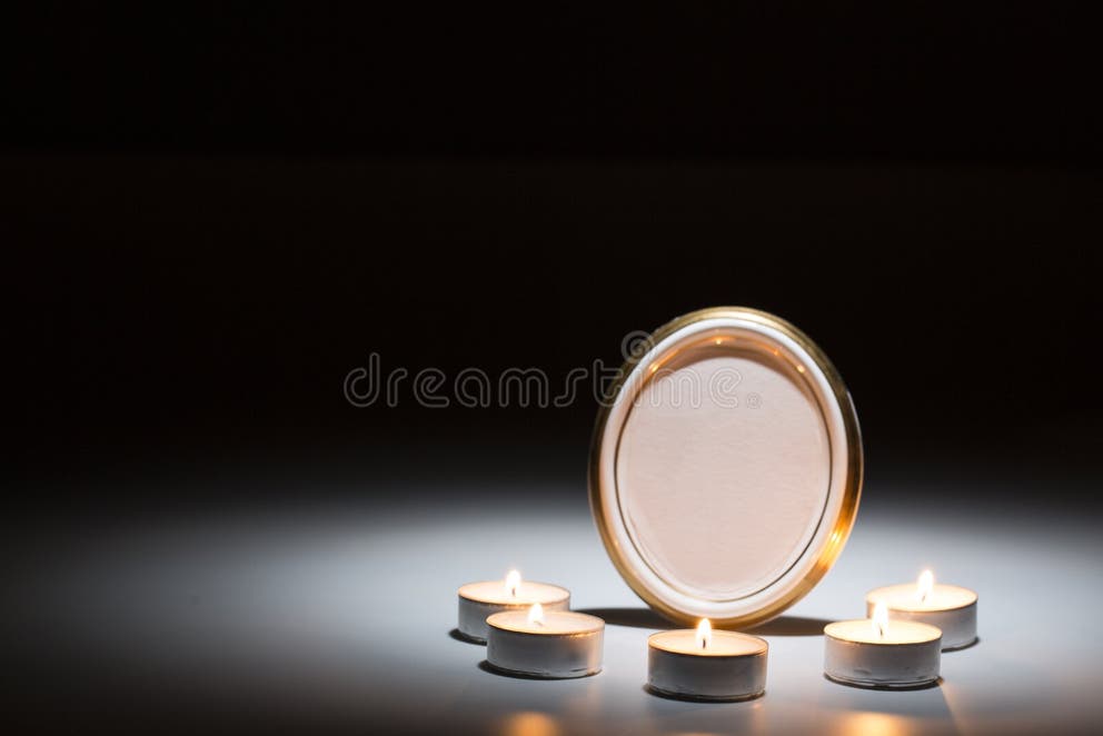 Blank Mourning Frame with Candles Stock Image - Image of burial ...