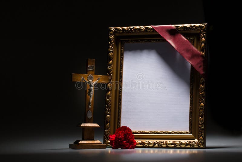 Blank Mourning Frame For Condolence Card Stock Photo - Image: 48770656