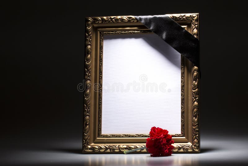 Blank Mourning Frame on the Dark Background Stock Photo - Image of ...