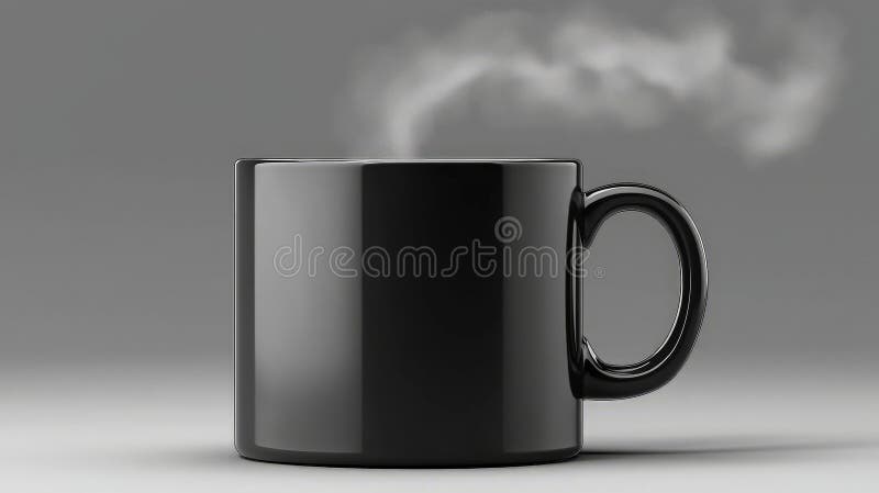 Blank Mug Steaming on Gray Background Stock Illustration - Illustration ...