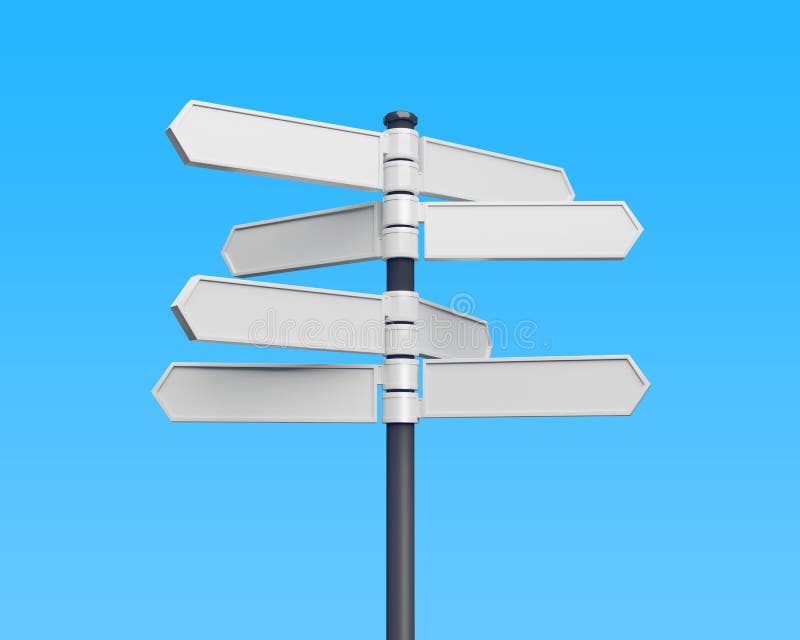 Blank Multidirectional Sign Post, 3d Illustration Stock Illustration ...