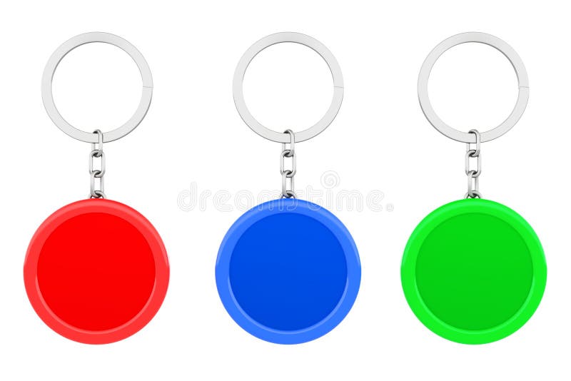 Blank Multicolour Round Metal Key Chain with Key Ring. 3d Render Stock ...