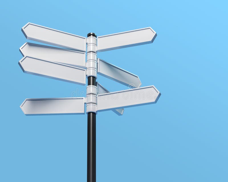 Blank Multidirectional Sign Post, 3d Illustration Stock Illustration ...