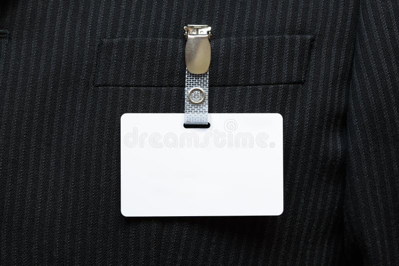 Blank name tag on suit stock photo. Image of card, close - 15446138